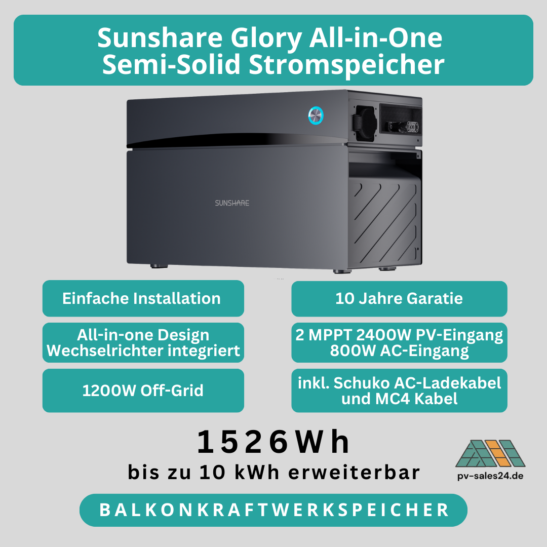 Sunshare Glory All-in-One Semi-Solid Stromspeicher 1.52 kWh – PV-Sales24